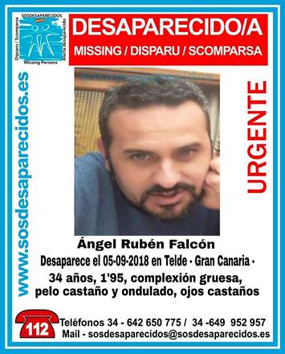 Ángel Rubén Falcón, desaparecido desde el 5 de septiembre en Gran Canaria