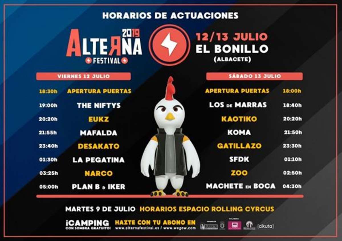 Ya se conocen los horarios de la XII edición del Alterna Festival
